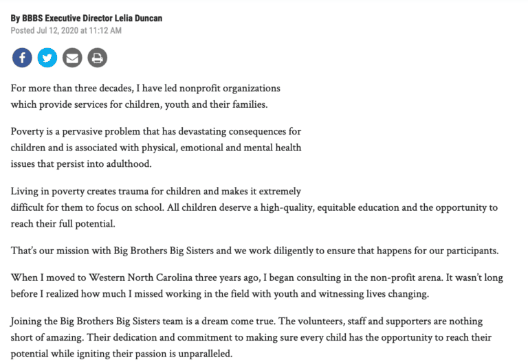 In Hendersonville Times-News, Lelia Duncan talks about mentoring during ...