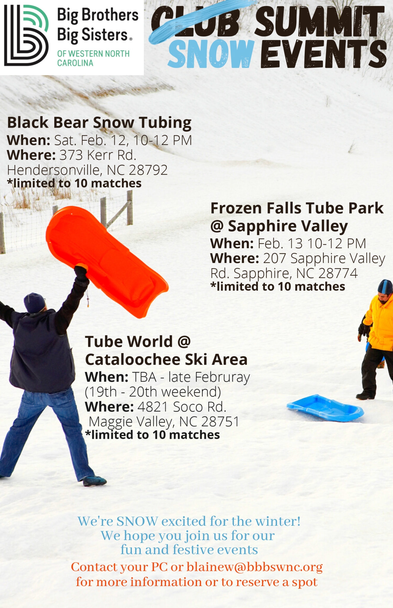 Bigs, Littles, go tubing with us through Snow Summit! - Big Brothers ...